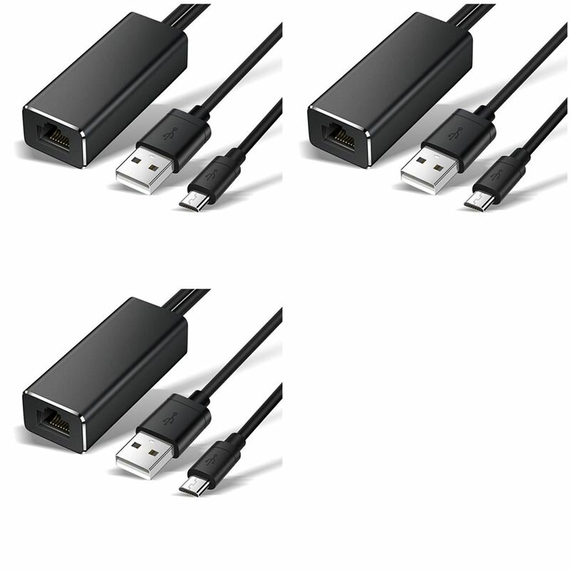 3X Адаптер Micro-USB Ethernet 10/100 Мбит/С Для Пожарная ТВ-Приставка Сетевая Карта USB-RJ45 USB Gen 2 1 Ultra
