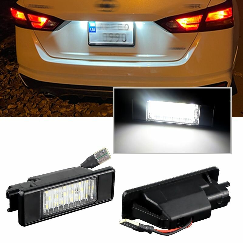 2 шт безошибочная белая LED подсветка номерного знака 6500K для Nissan X-Trail T30/T31, Qashqai J10/J11, Juke, P12