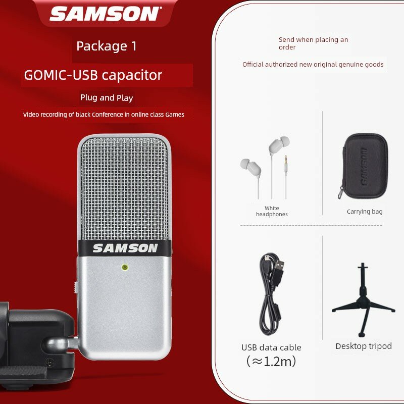 Samson GO MIC с треногой и малыми наушниками для стриминга, подкастов и онлайн-встреч