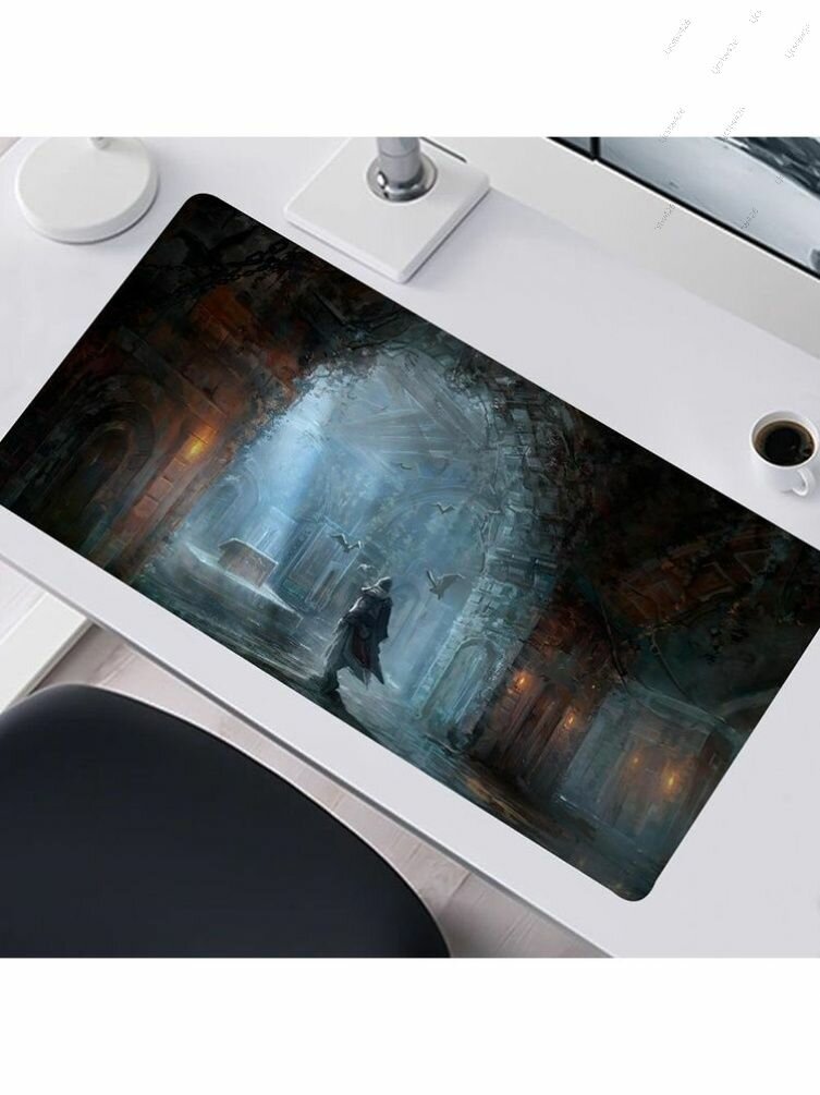 Эксклюзивный игровой ковер XL 40x90 см из резины для рабочего стола, вдохновленный анимемультфильмом Assassin's Creed, с нескользящей основой для мыши и клавиатуры ноутбука