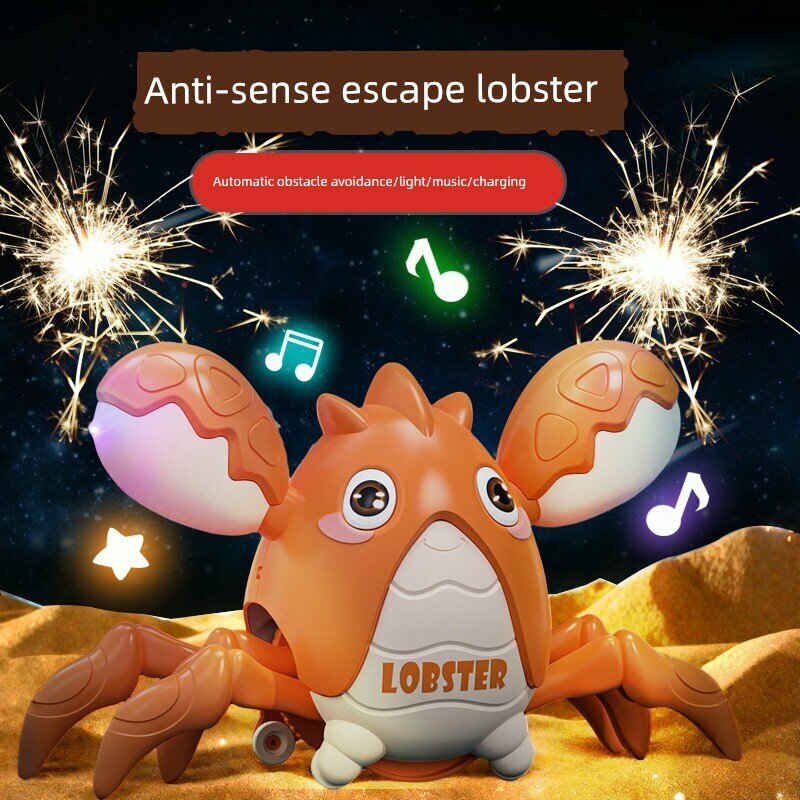 USB-заряжаемая электрическая игрушка-лобстер с сенсором движения и пультом управления, оранжевый