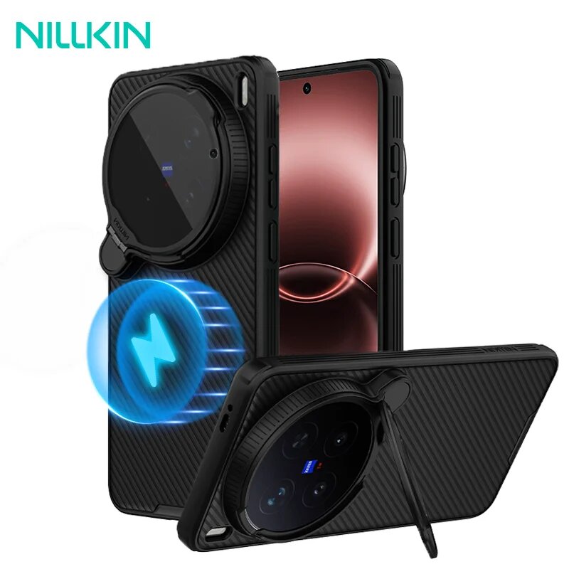 Чехол NILLKIN для Vivo X300 Ultra, черный, с CamShield и подставкой
