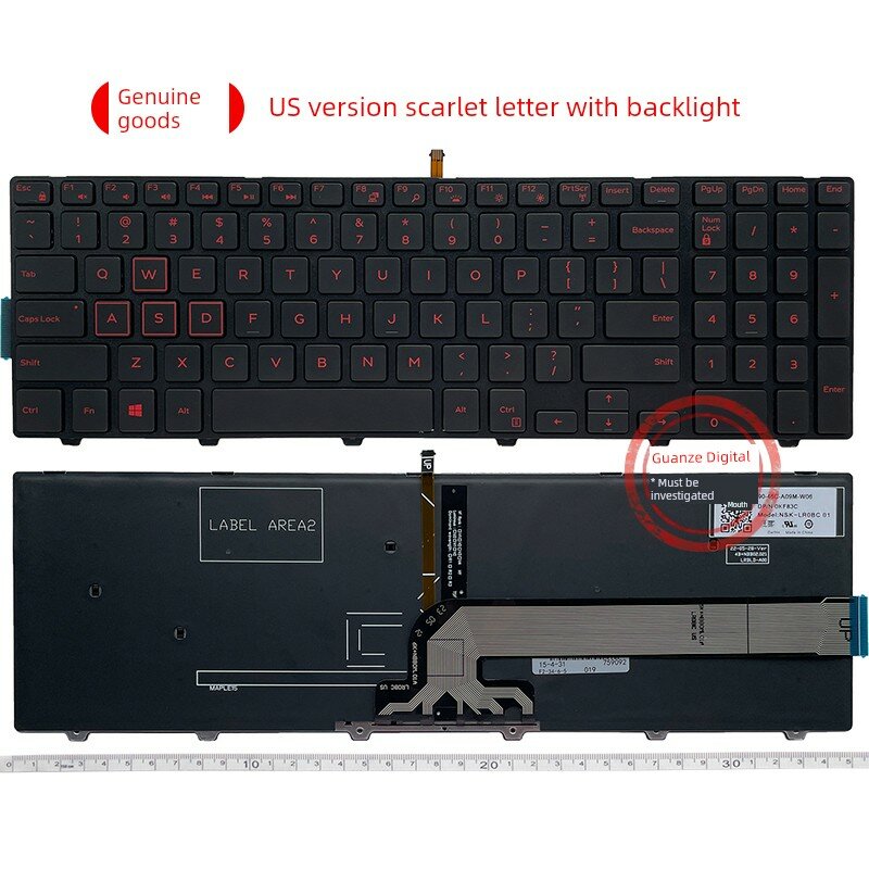 Клавиатура DELL P39F для серий 15-3000 7000 Красные символы С красной подсветкой Оригинальная новая