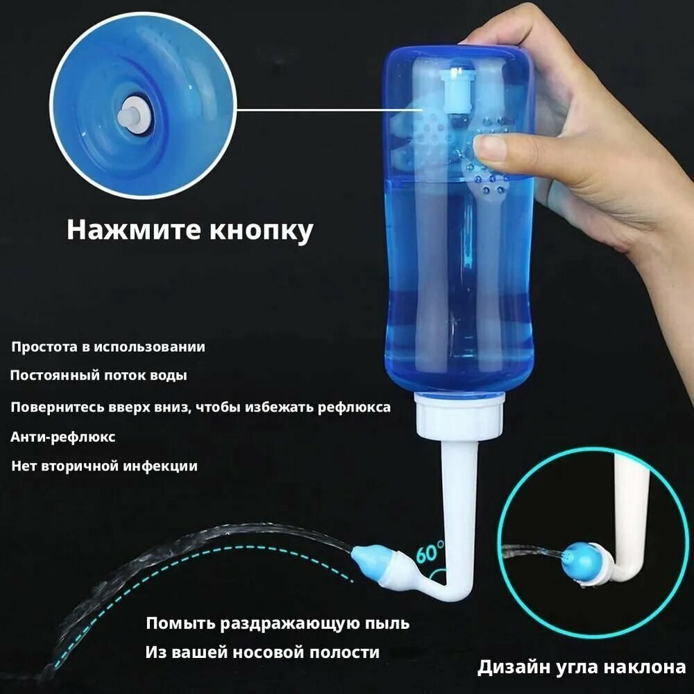 Ирригатор для промывания носа 300ml, назальный ирригатор, устройство, флакон для промывания носа, взрослый, детский