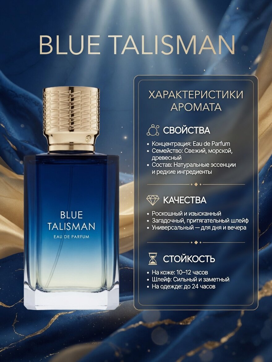 Духи масляные, авторские, в виде спрея, стойкие, Blue Talisman 5мл, для женщин и мужчин, унисекс