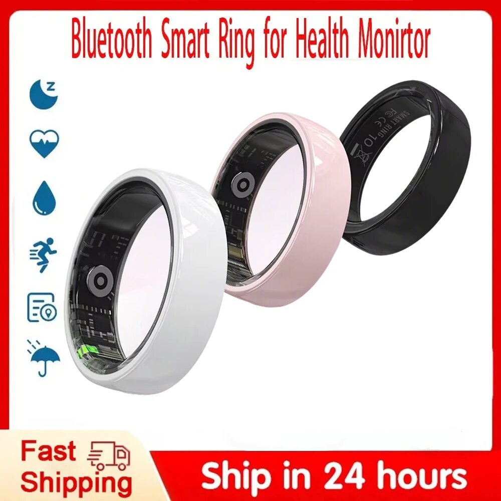 Умное кольцо R12 Realtek Bluetooth Розовый, 7, Pink with case — фото 1