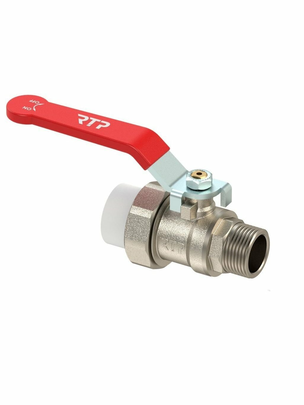 Кран шаровой РосТурПласт латунь d32х1" наружная резьба, прямой комбинированный для отопления и водоснабжения, красный