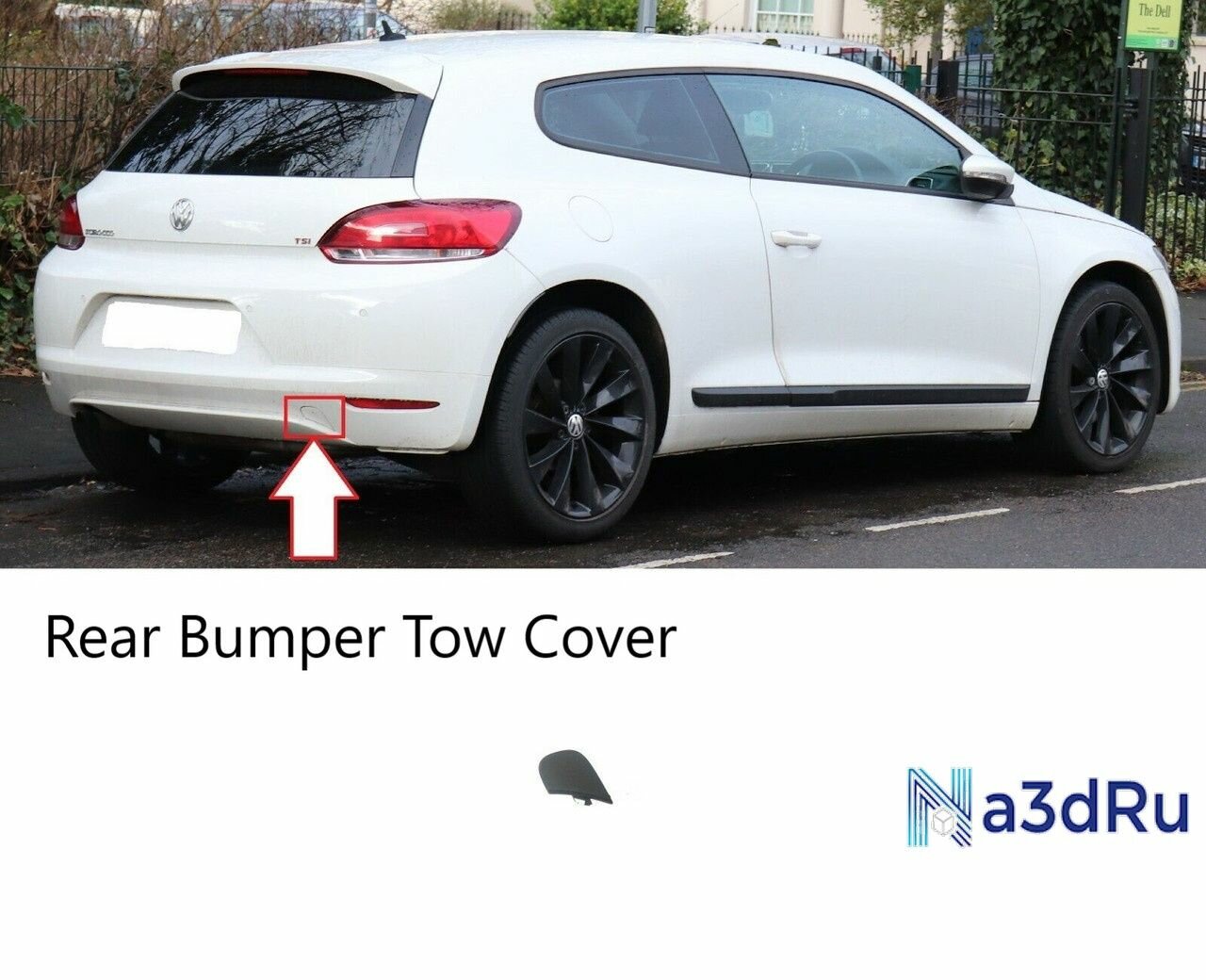 Заглушка заднего бампера Volkswagen Scirocco, фольксваген сирокко 2014-2018 ( ERT-21128885RF)