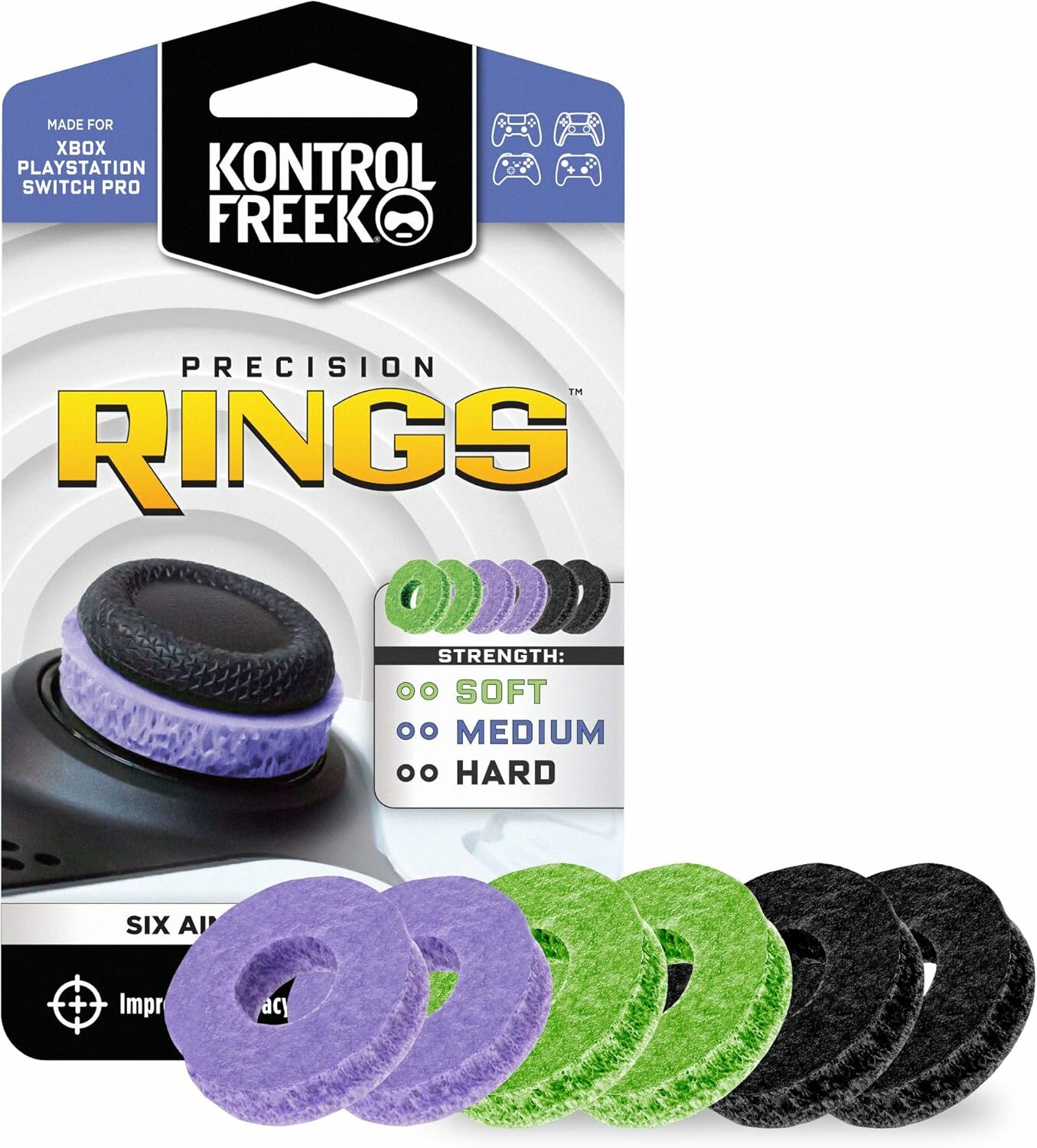 Прецизионные кольца на стики для геймпада KontrolFreek |74 (6 шт) (PS4/PS5/Xbox One/Series X/Switch Pro)