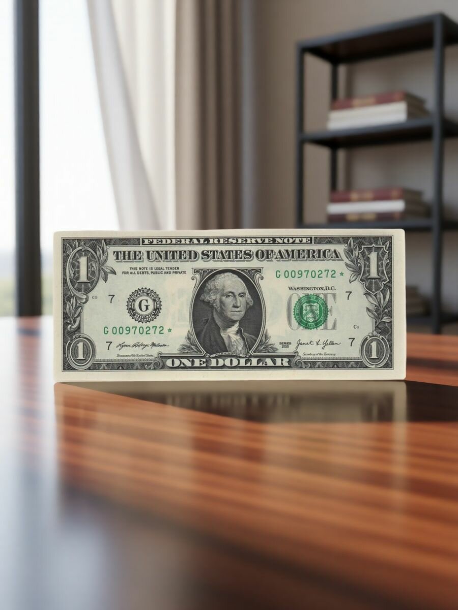 Купюра 1 Доллар США (USD) 2021г. А . Замещения * низкий номер . Подлинная Банкнота UNC (из банковской пачки
