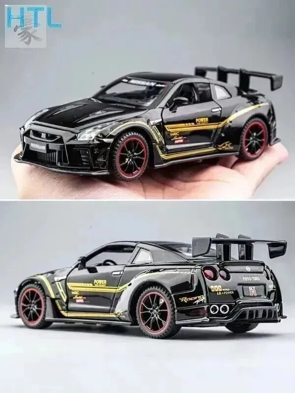 1:32 Ниссан GTR Скайлайн R34 R35 Металлическая модель автомобиля, игрушечная машина