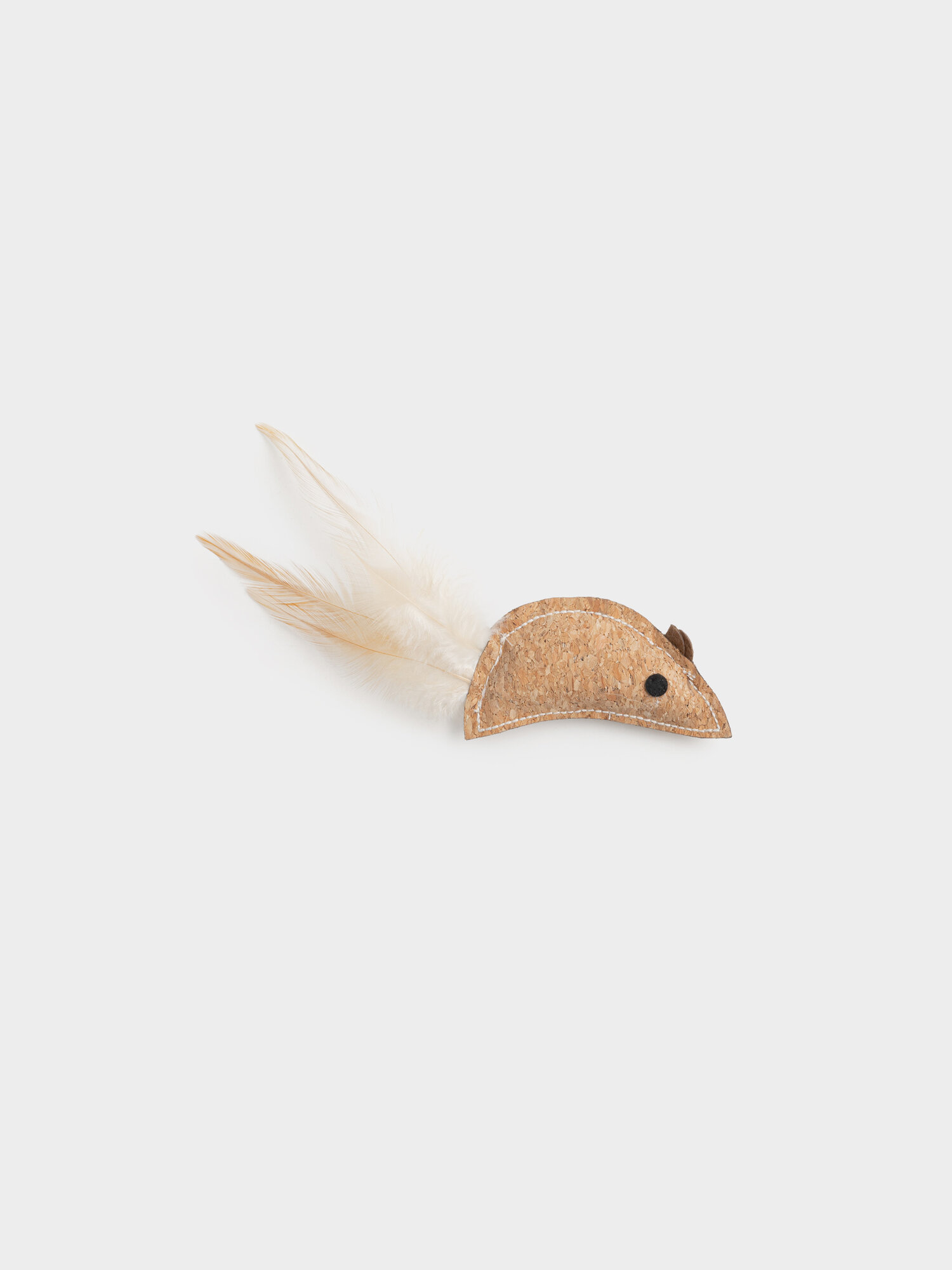 Игрушка для кошек, 11х6 см, с перьями, пробка/полипропилен, Мышка, Cork pet, Kuchenland