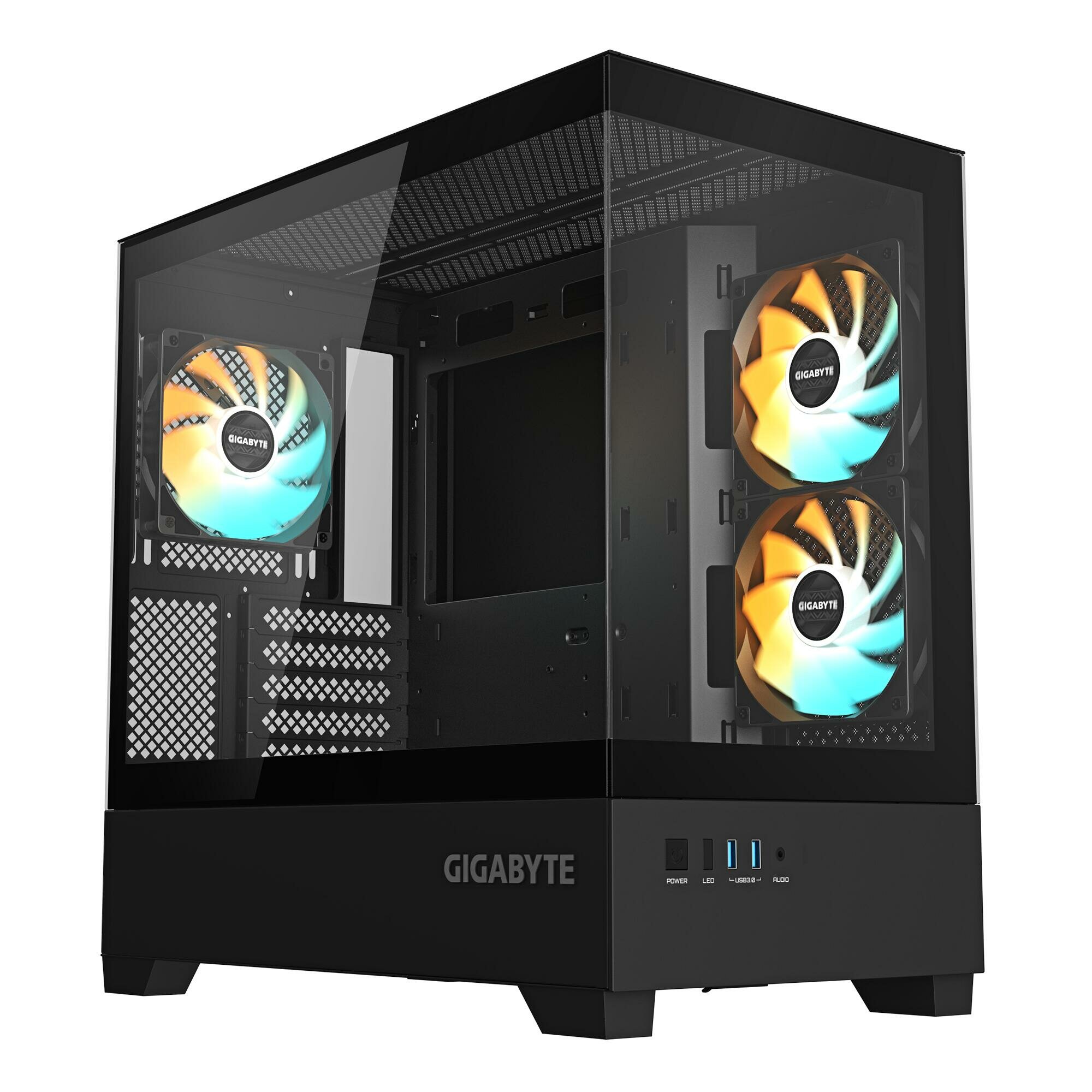 Корпус для ПК Gigabyte C201 Panoramic, Mini Tower, Micro-ATX, Черный (C201P M-ATX CASE)
