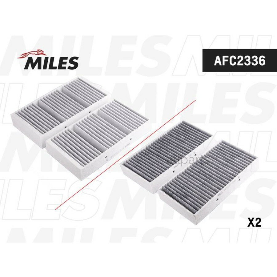 MILES AFC2336 Фильтр салона MB W166 угольный (комплект 2 шт)