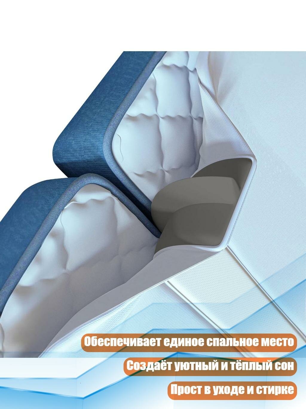 Теплая фланелевая простыня-мост для кровати 190×200 см, Серый