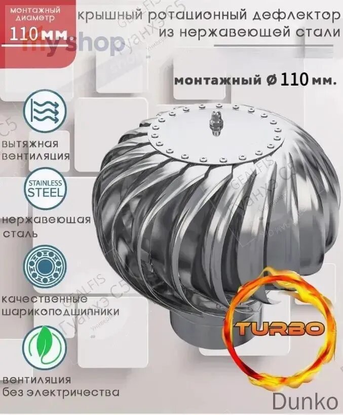 110 мм вращающийся дефлектор крыши с турбонаддувом