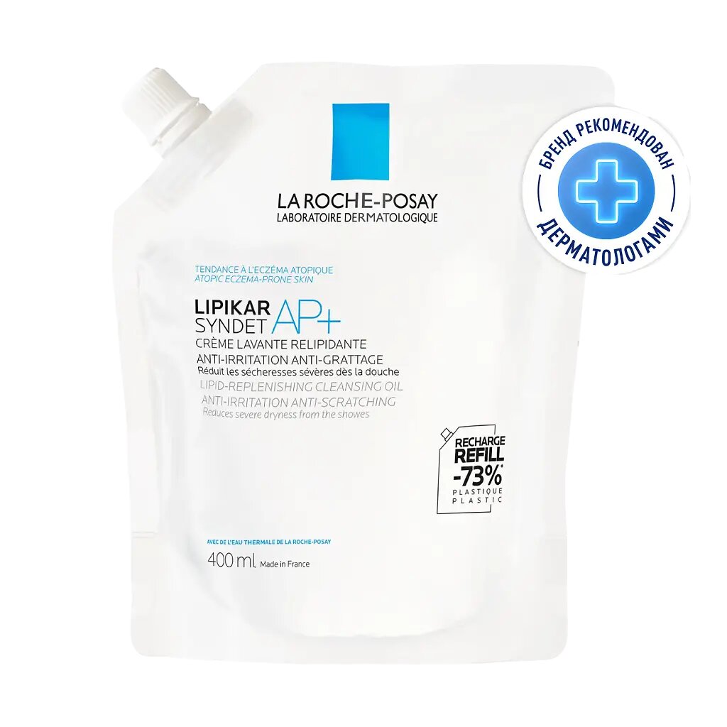 La Roche-Posay Lipikar Syndet AP+ Крем-гель очищающий для ухода за очень сухой кожи Refill см/блок 400 мл 1 шт