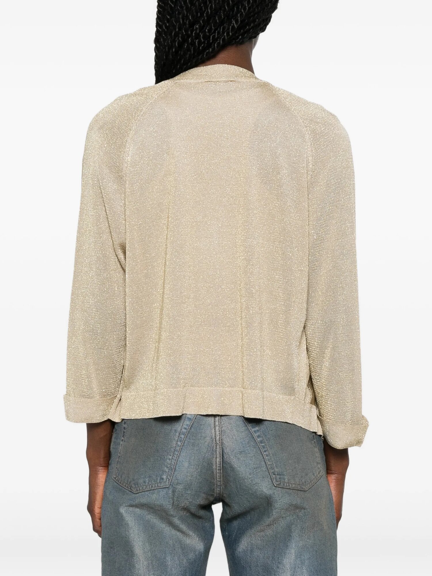 Кардиган Snobby Sheep Metallic-effect raglan-sleeve cardigan, размер 44, золотистый — фото 1