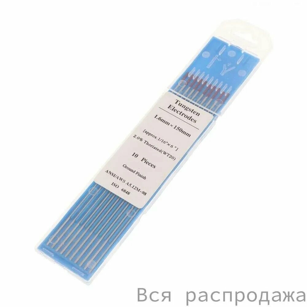 10 штук красных вольфрамовых электродов для дуговой сварки, 150мм, 1.6мм