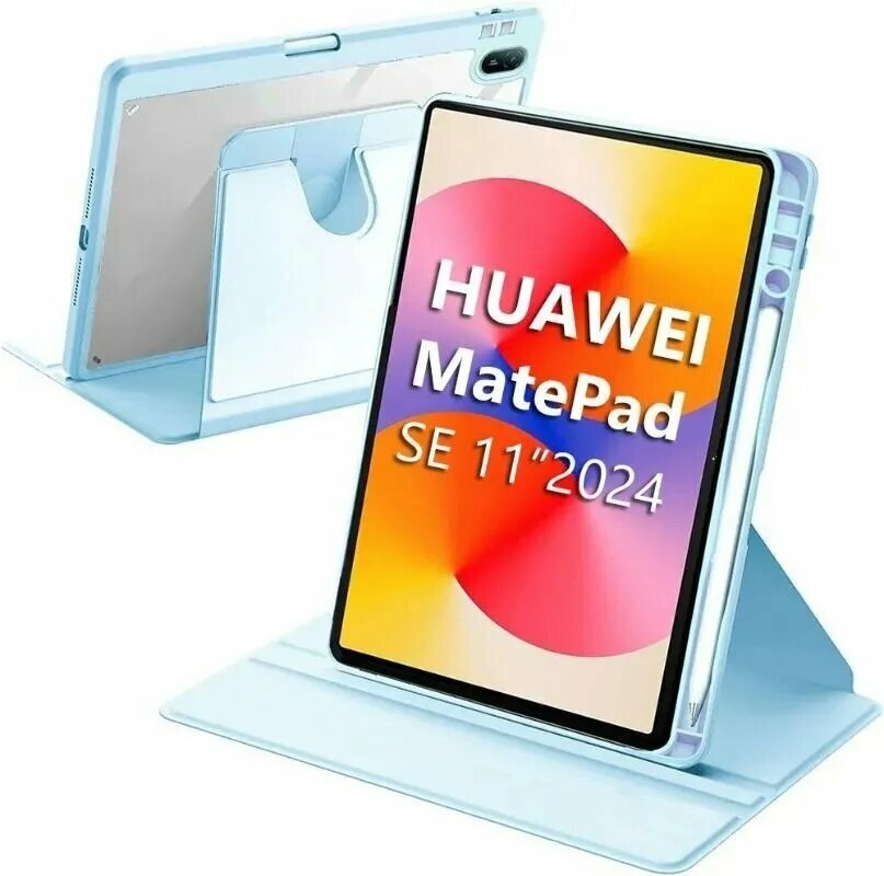 Вращающийся чехол для Huawei MatePad SE 11 (2024) с держателем ручки, поворотом на 360 градусов защитная подставка Clear Back, Auto Wake / Sleep, для Huawei MatePad SE 11 дюймов