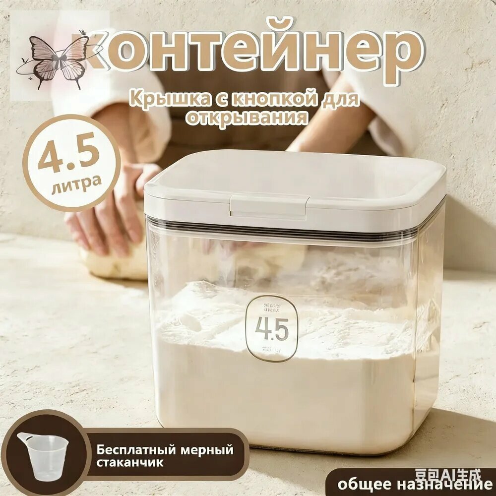 Банка для продуктов "Ведро-Органайзер", 4,5 л, белая, с мерным стаканом
