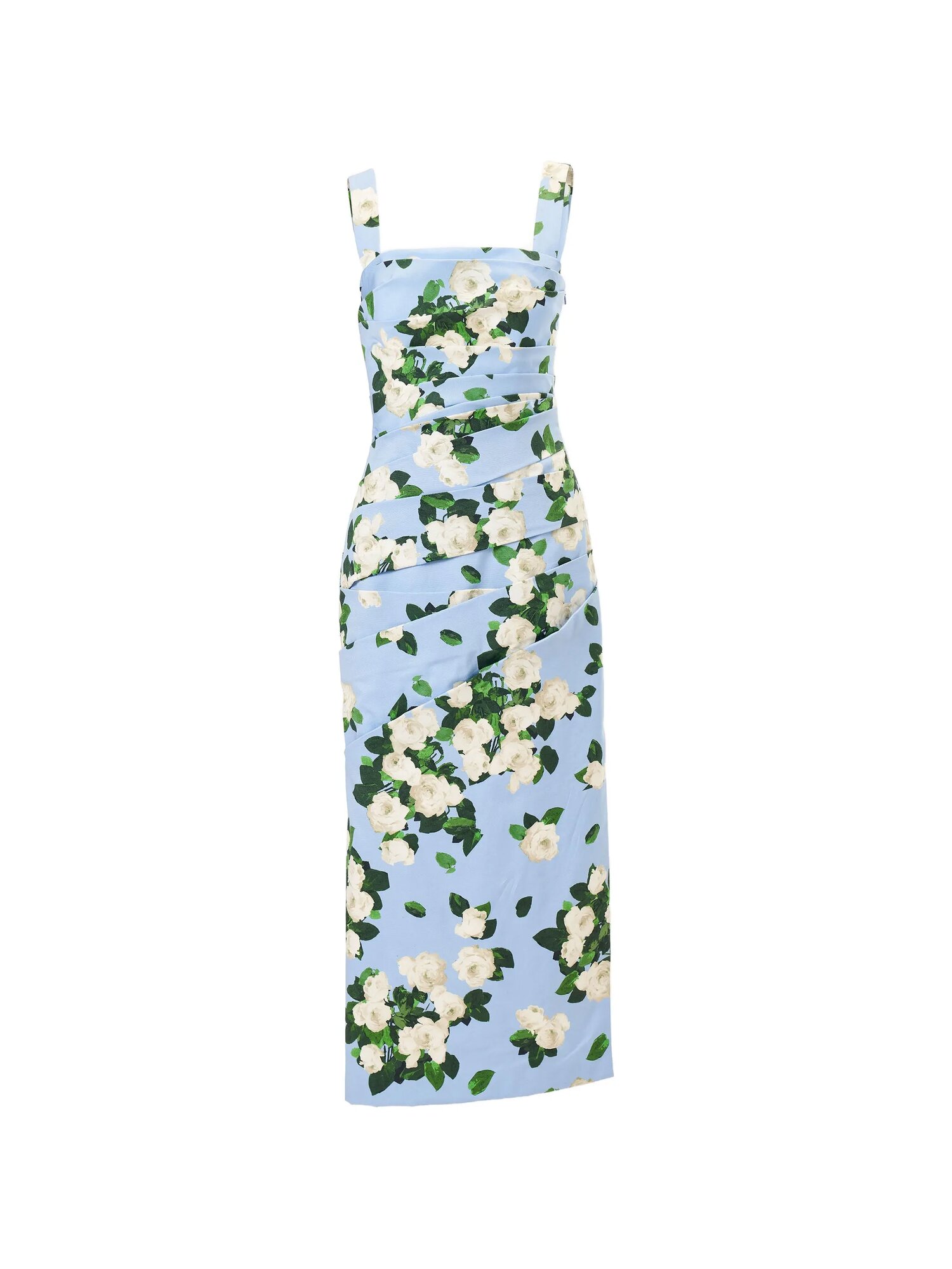 Платье Rose-print draped midi dress