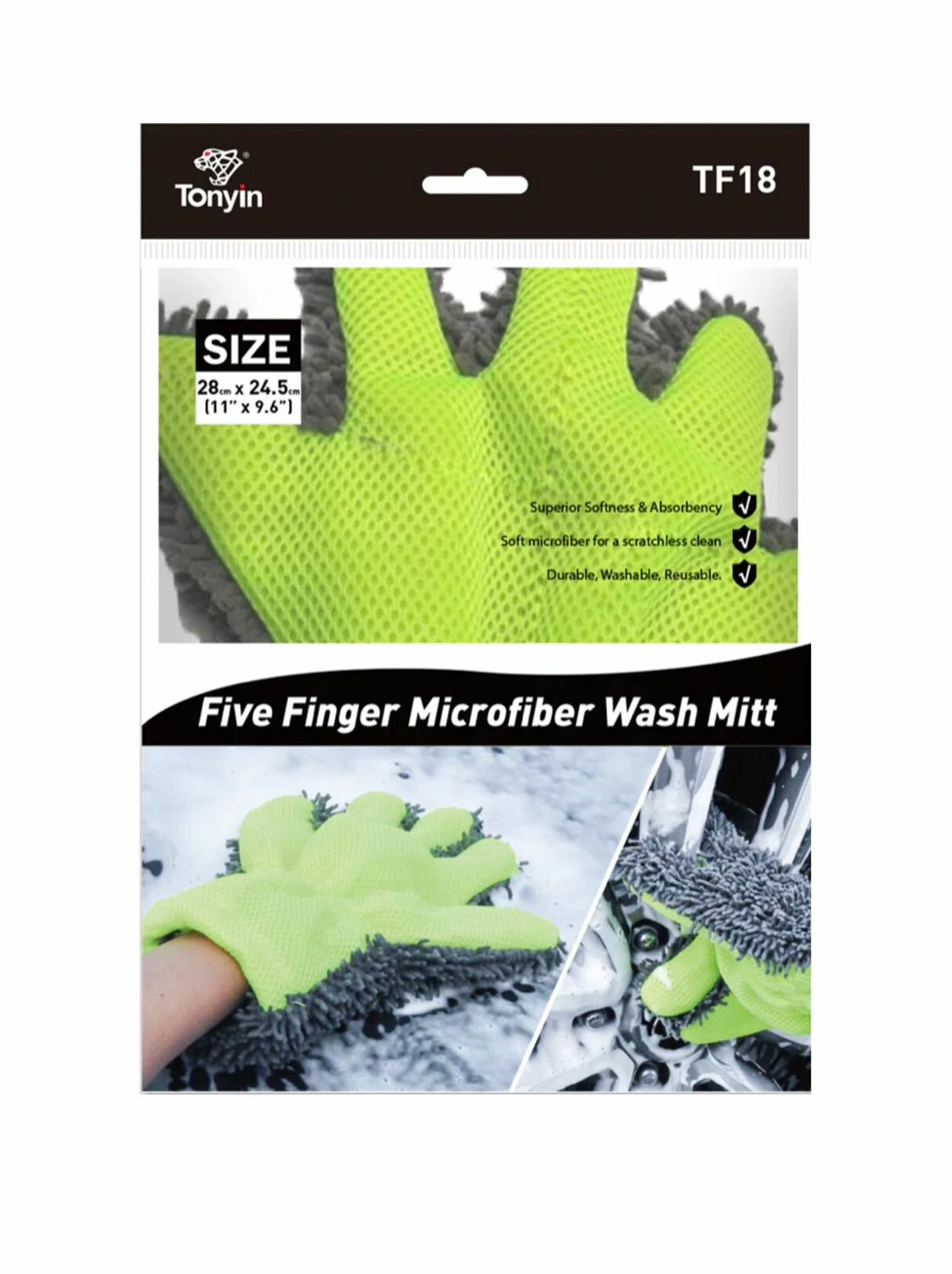 TF18 Микрофибровая варежка 26*20 MICROFIBER FINGER WASHING MITT TONYIN