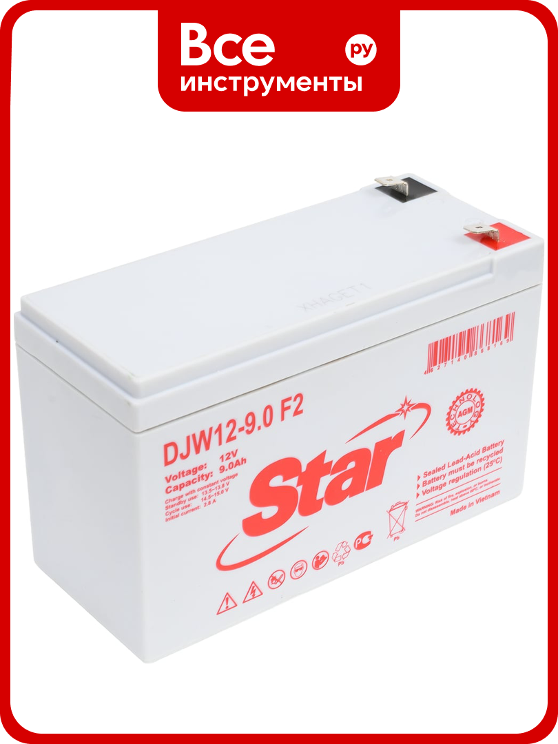 Аккумулятор для ИБП DJW12-9.0 F2 12 В, 9 А*ч Star УТ-00002533 12В прямая полярность технология