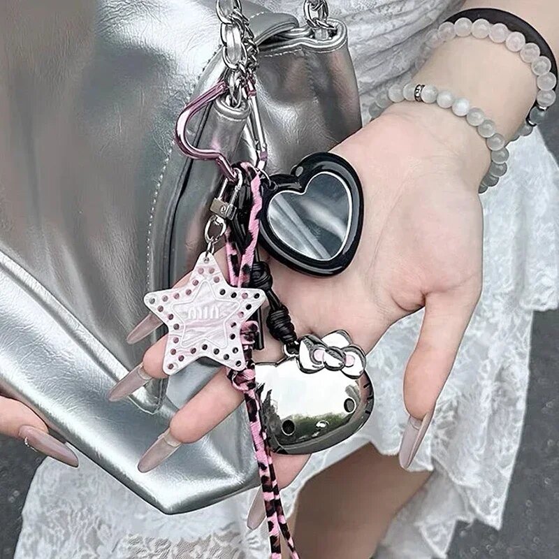 Брелок-подвеска Hello Kitty в гавайском стиле для летних ключей, коричневый брелок для сумки Sanrio в японском стиле, милый ретро-брелок для кошелька, подарок для девочки.