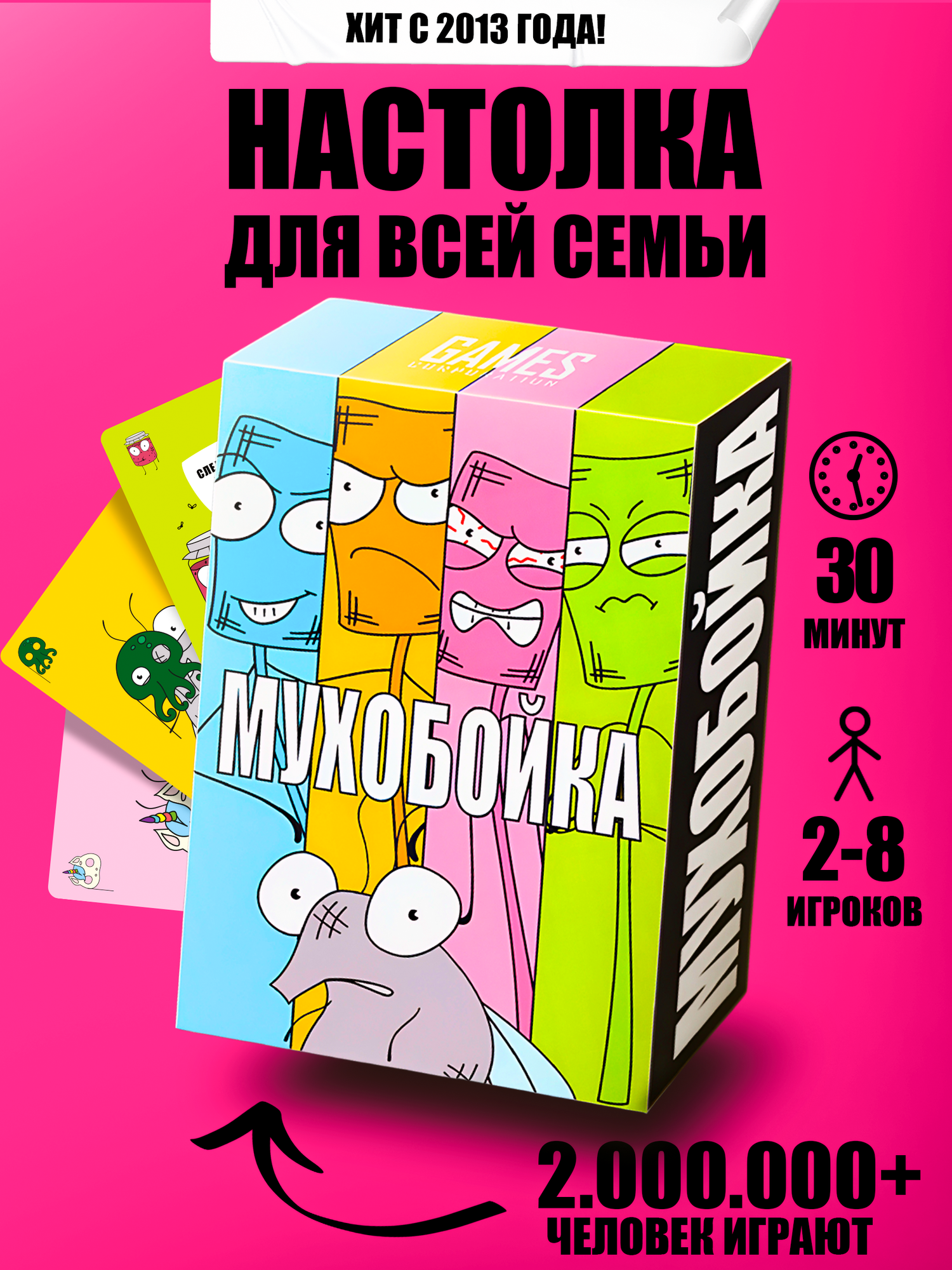 Мухобойка настольная карточная игра в компании семье детям