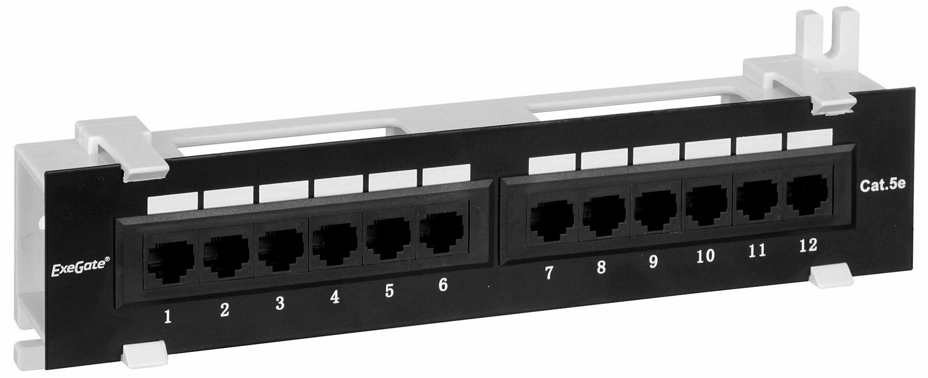 Exegate EX256754RUS Патч-панель UTP настенная 12 port кат.5e, Exegate, разъём KRONE&110 (dual IDC)