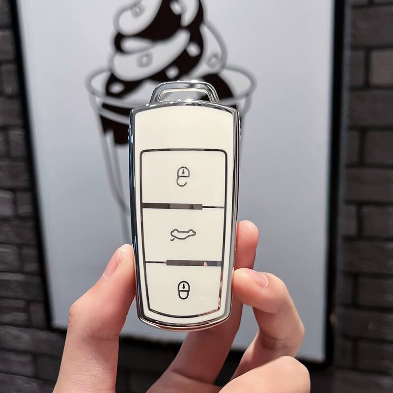 Ключевой чехол для Volkswagen Magotan B7 с 3-кнопочным управлением, одинарная оболочка белого цвета