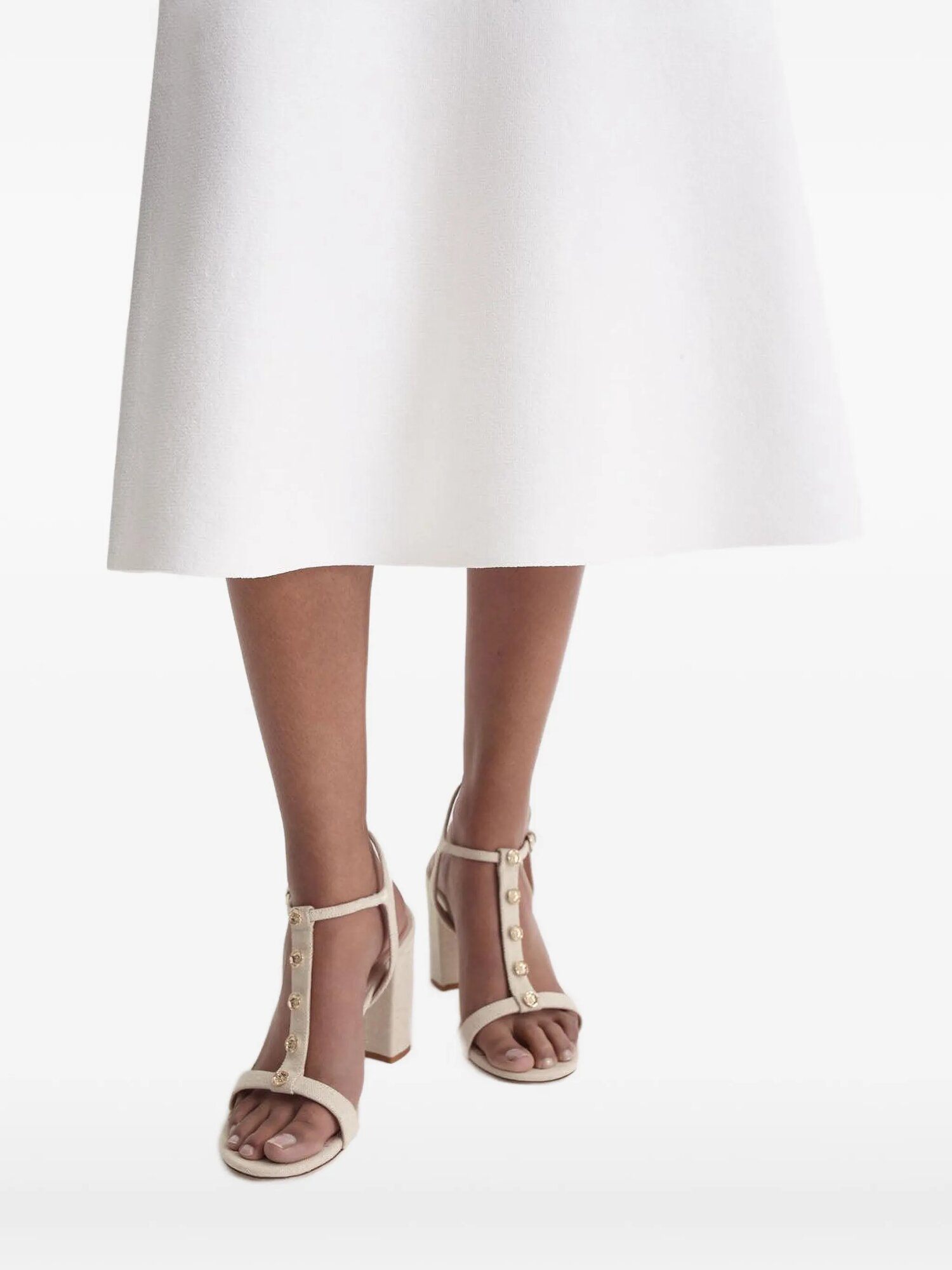Юбка Scanlan Theodore Knit soft-hem skirt, размер 44, бежевый/белый — фото 1
