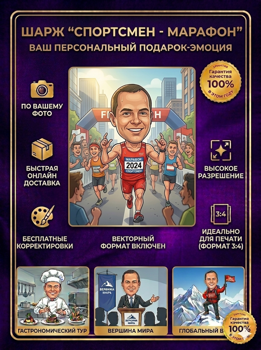 Электронный сертификат GERKILOP "Победитель марафона" Шарж, 2026 год