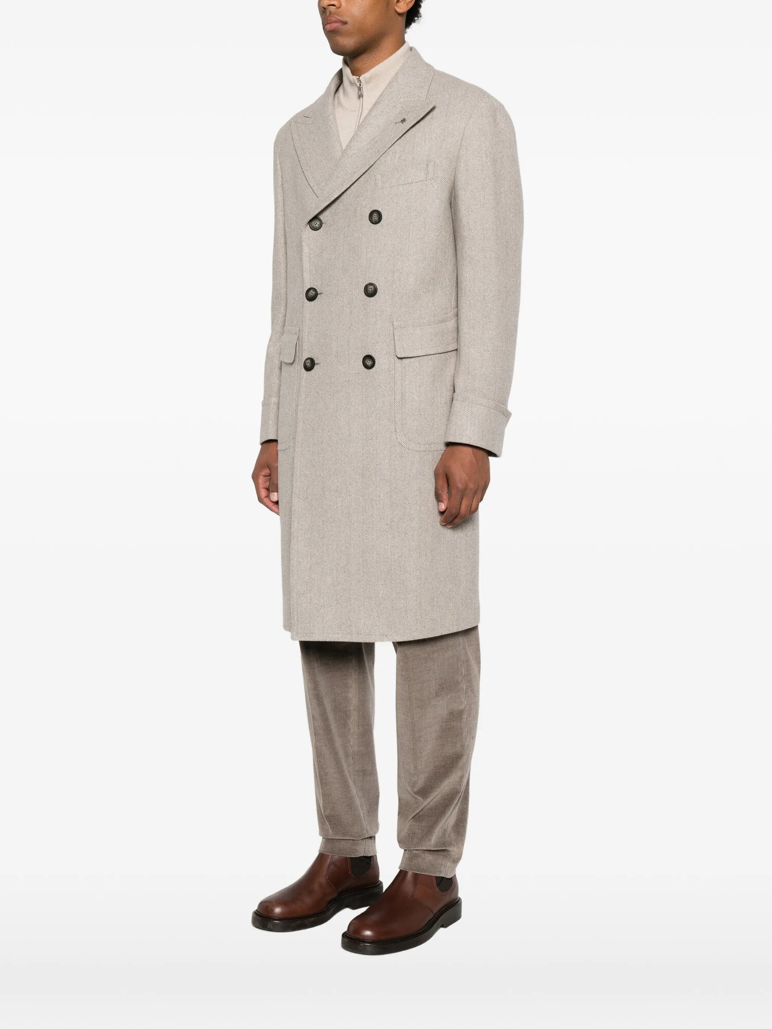 Пальто Tagliatore Double-breasted herringbone-pattern coat, размер 48, разноцветный — фото 1