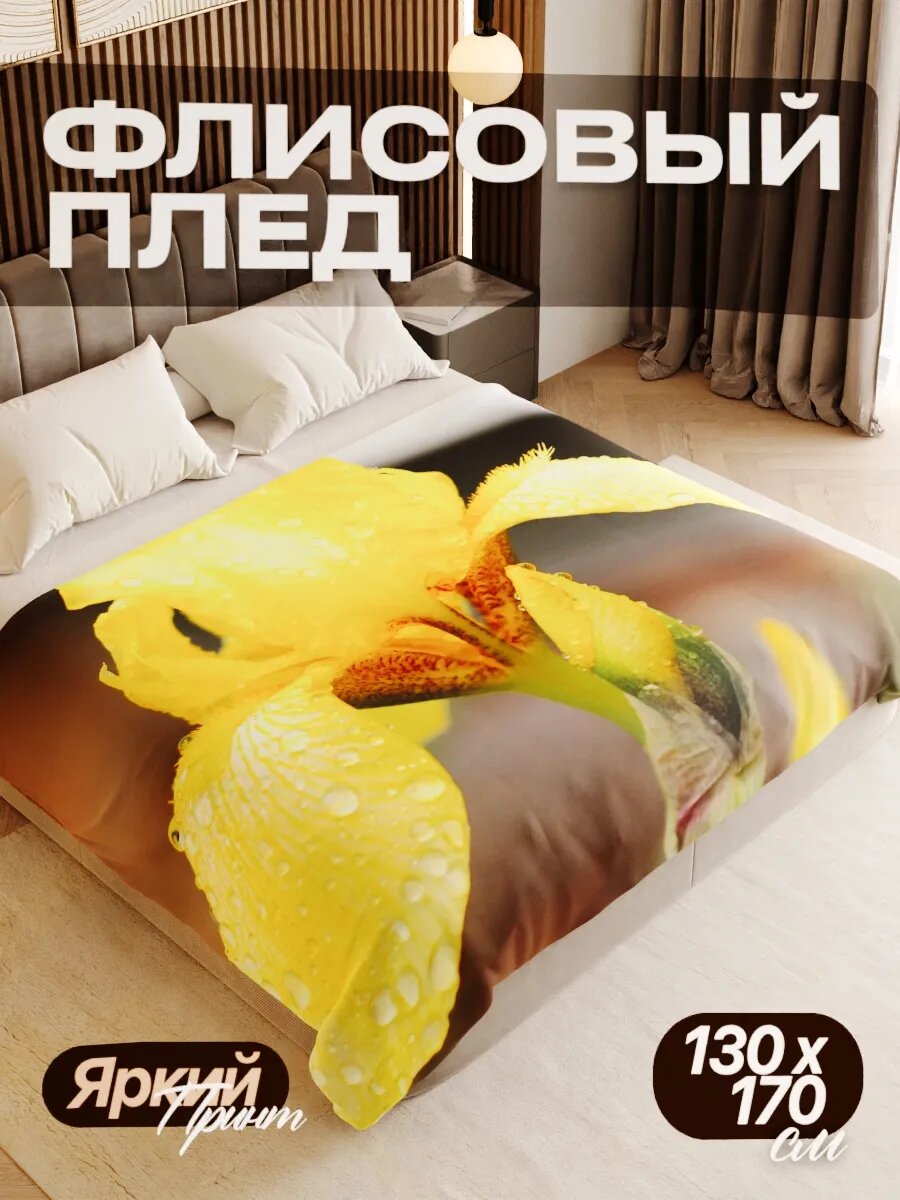 Плед флисовый 130х170 см мягкий теплый покрывало для дома