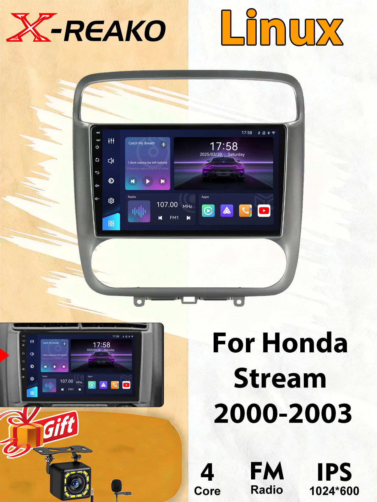 Штатная магнитола для Honda Stream 1 2000-2006 Хонда Стрим Android 2din Головное устройство Мультимедиа