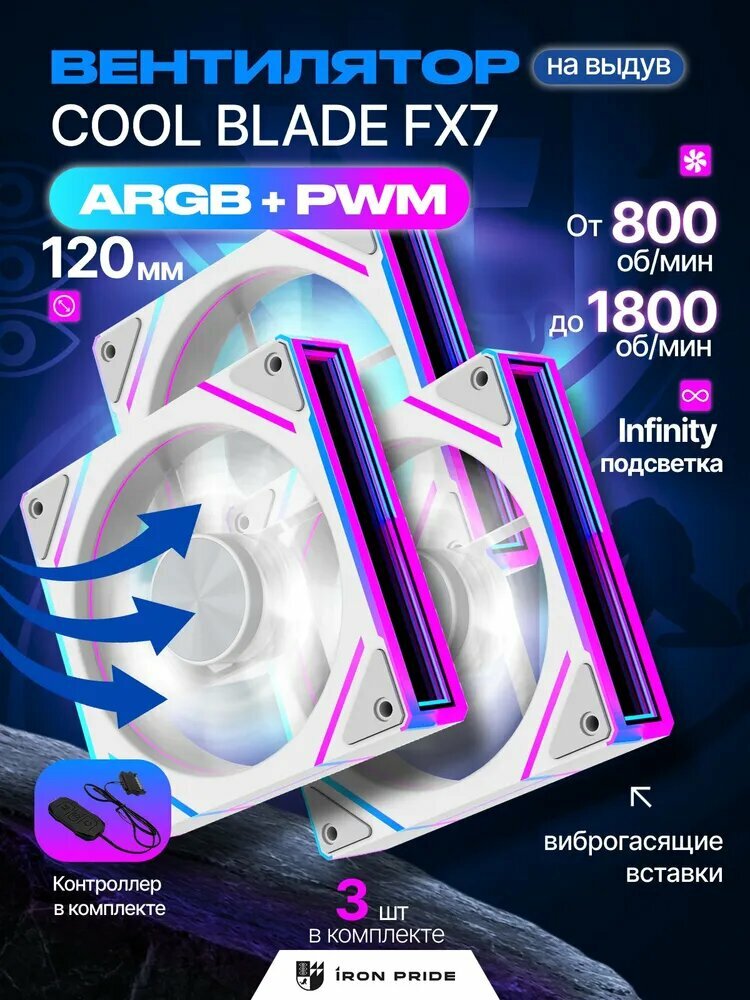 Комплект вентиляторов Cool Blade FX7 White 120мм ARGB/PWM (3шт)
