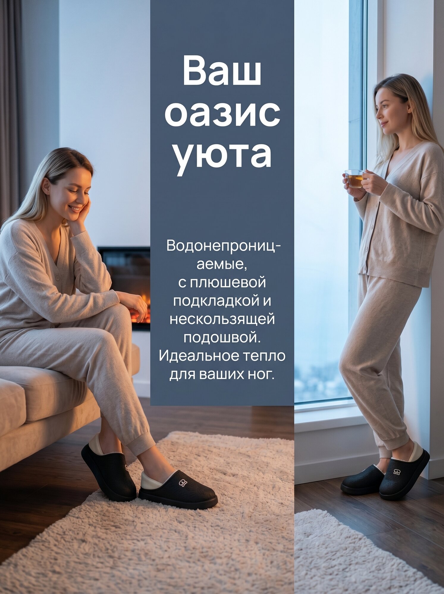 Галоши утепленные Cosy Stride, этиленвинилацетатная подошва, форма медведя, черные — фото 1