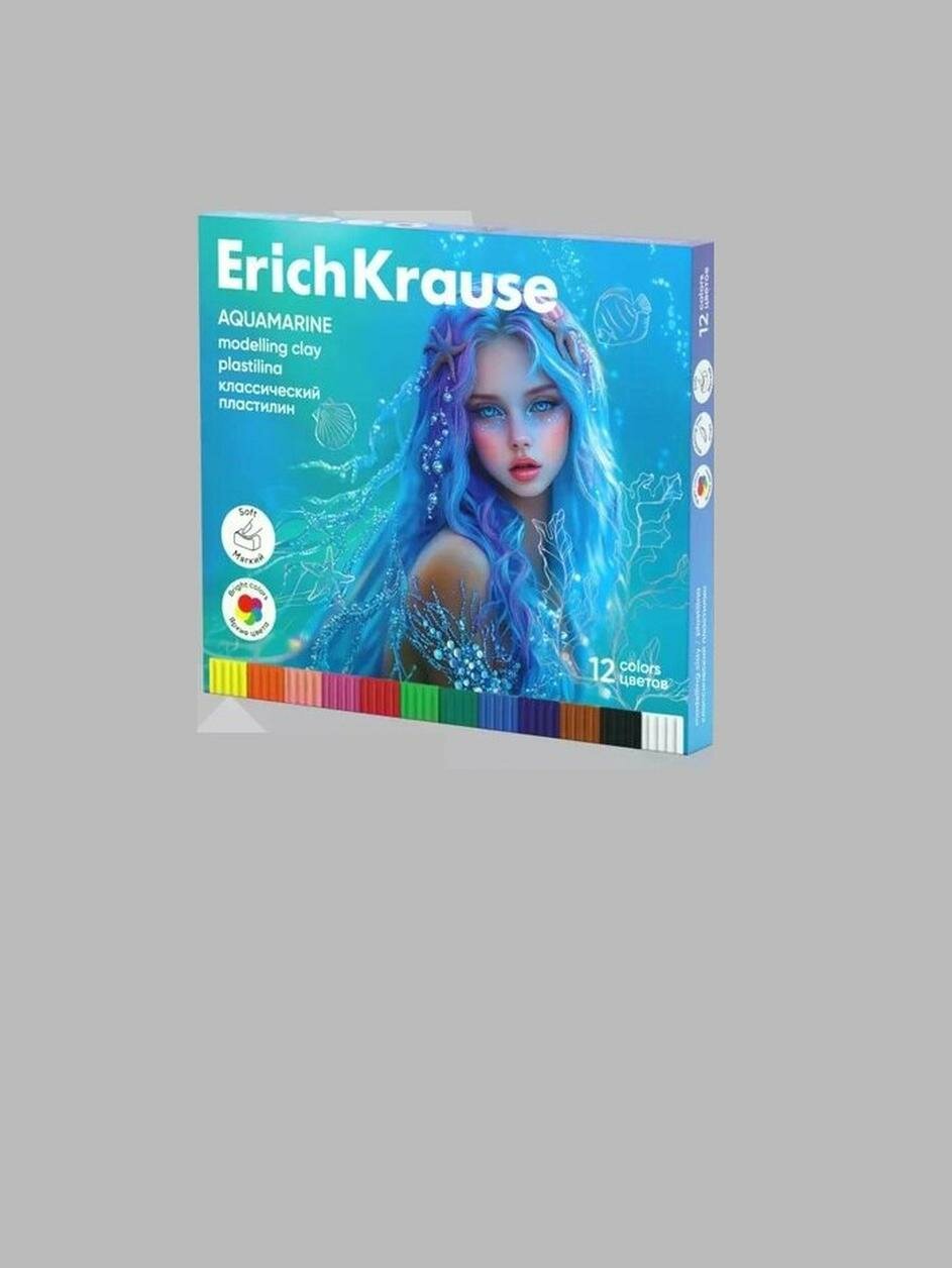 Пластилин ErichKrause "Aquamarine", 12 цветов, со стеком, 180 г