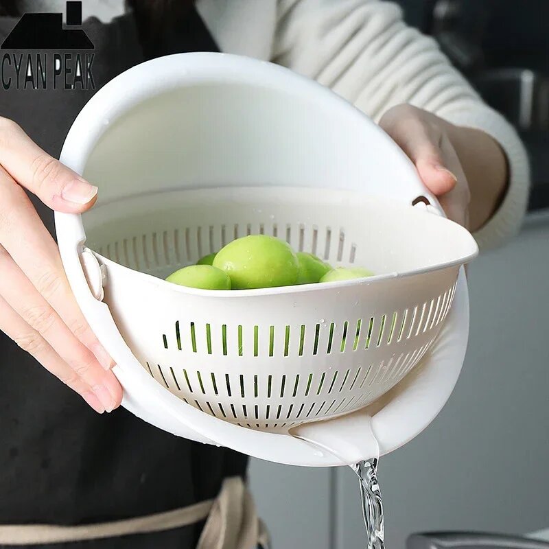 Силиконовая корзина для кухни с двойным дренажем grey