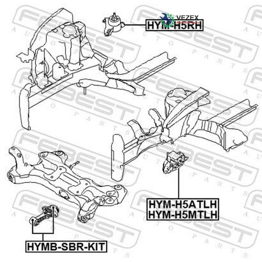 FEBEST HYM-H5RH подушка двигателя правая (гидравлическая)