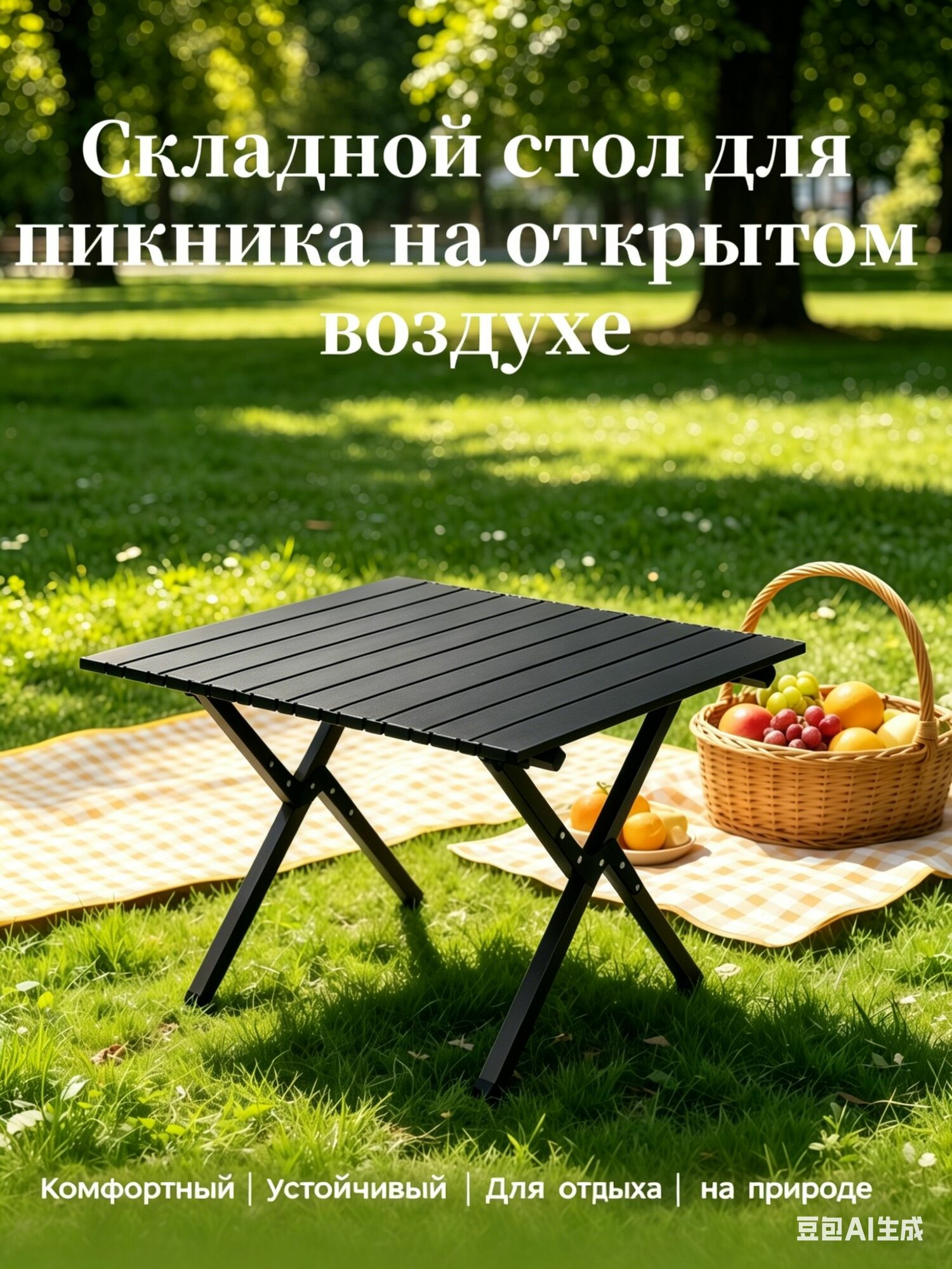 Портативный складной столик, быстрая сборка, подходит для пикников, посиделок, путешествий и других мероприятий, черный