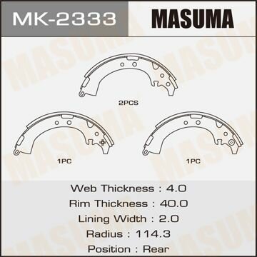 Колодки барабанные TOYOTA CAMI MASUMA MK-2333