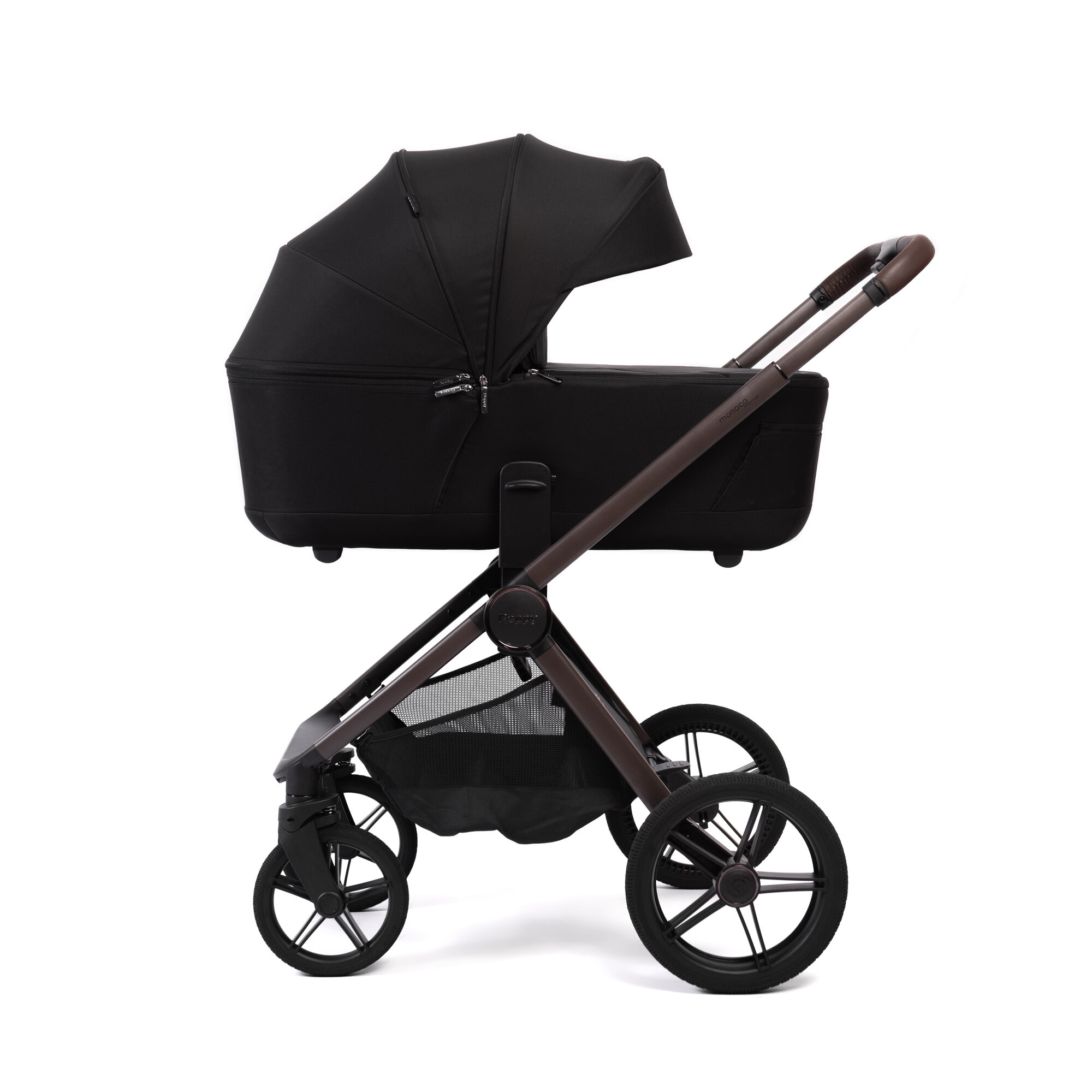 Коляска детская Peppy Monaco Thermo 2 в 1 Black, рама серо-коричневая с рождения до трех лет