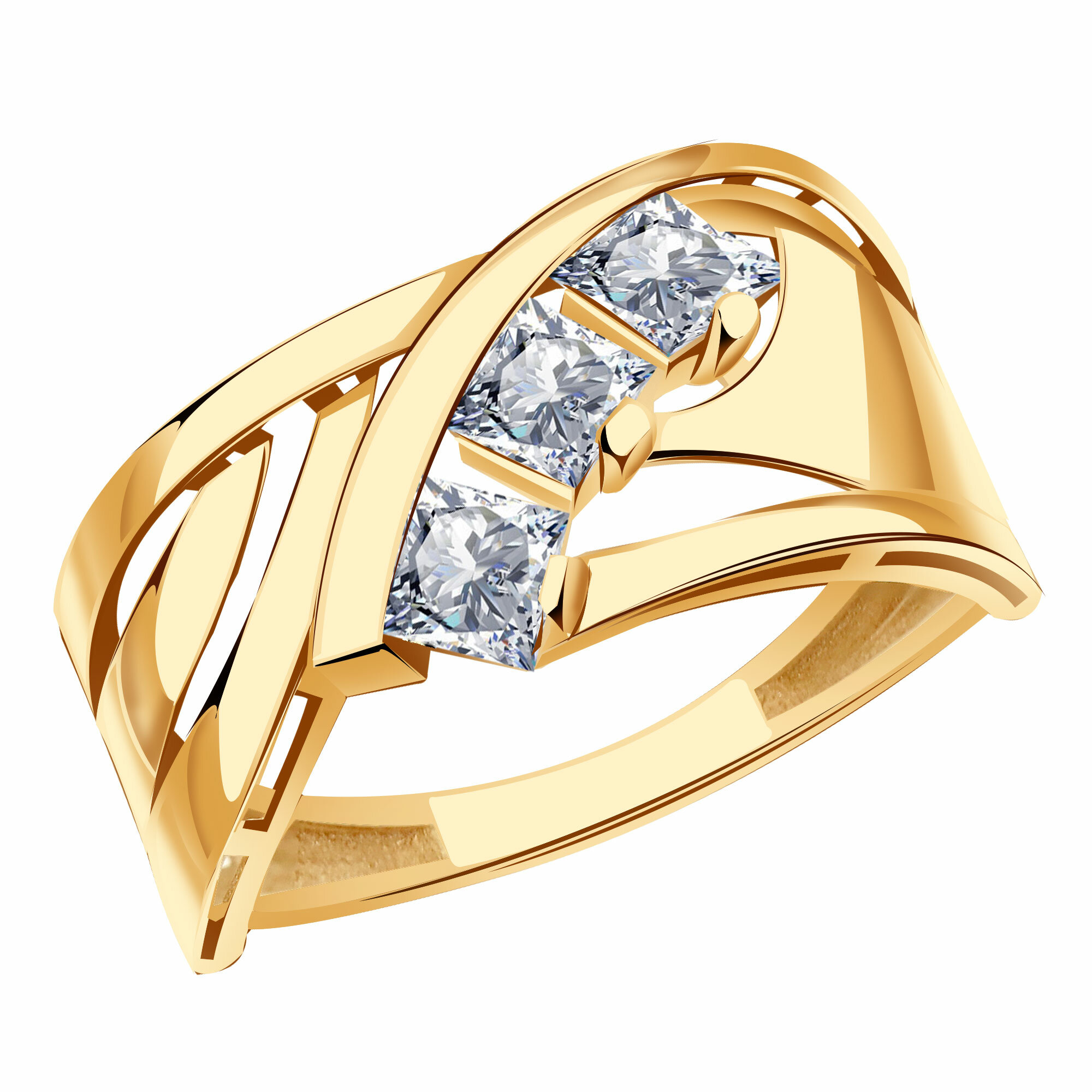 Кольцо Diamant online, красное золото, 585 проба, фианит