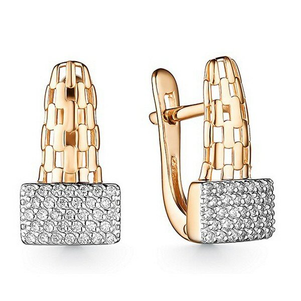 Серьги JEWELIN, красное золото, 585 проба, фианит