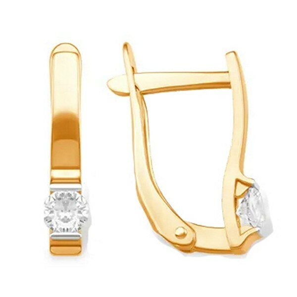 Серьги, красное золото, 585 проба, фианит
