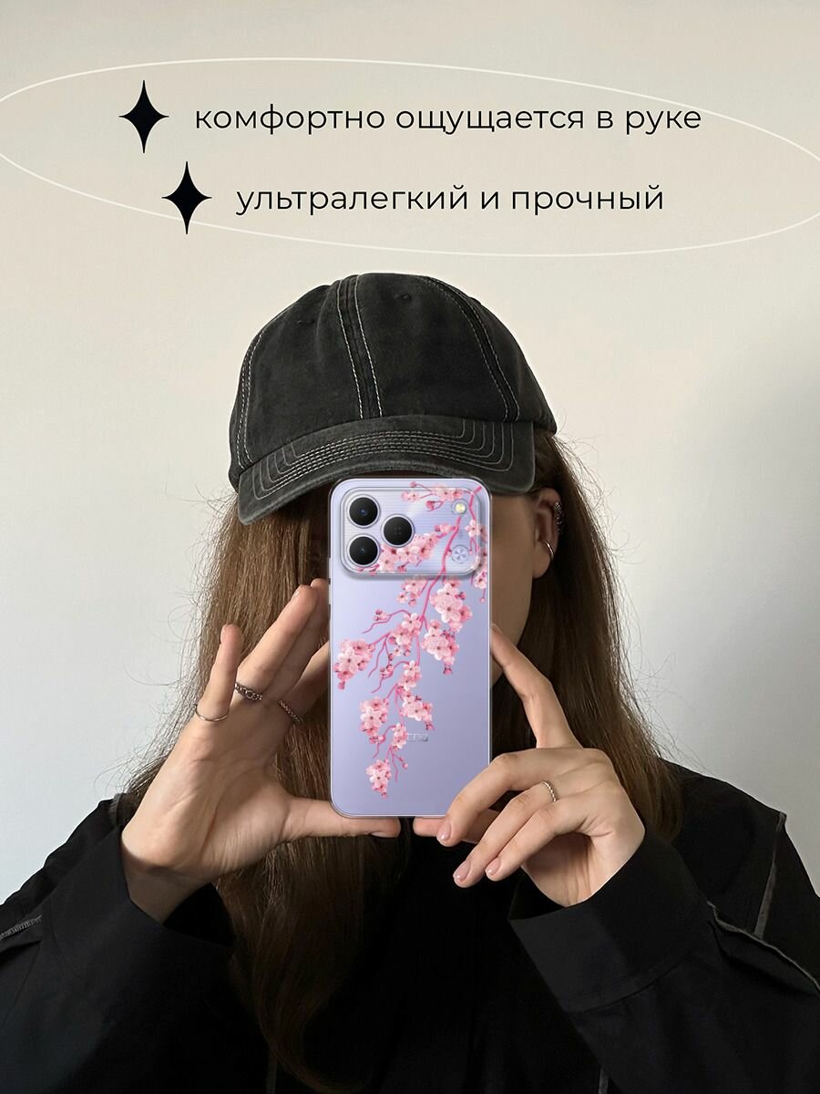 Силиконовый чехол на Tecno Spark 50 / Текно Спарк 50 с принтом Ветка сакуры 2 — фото 1