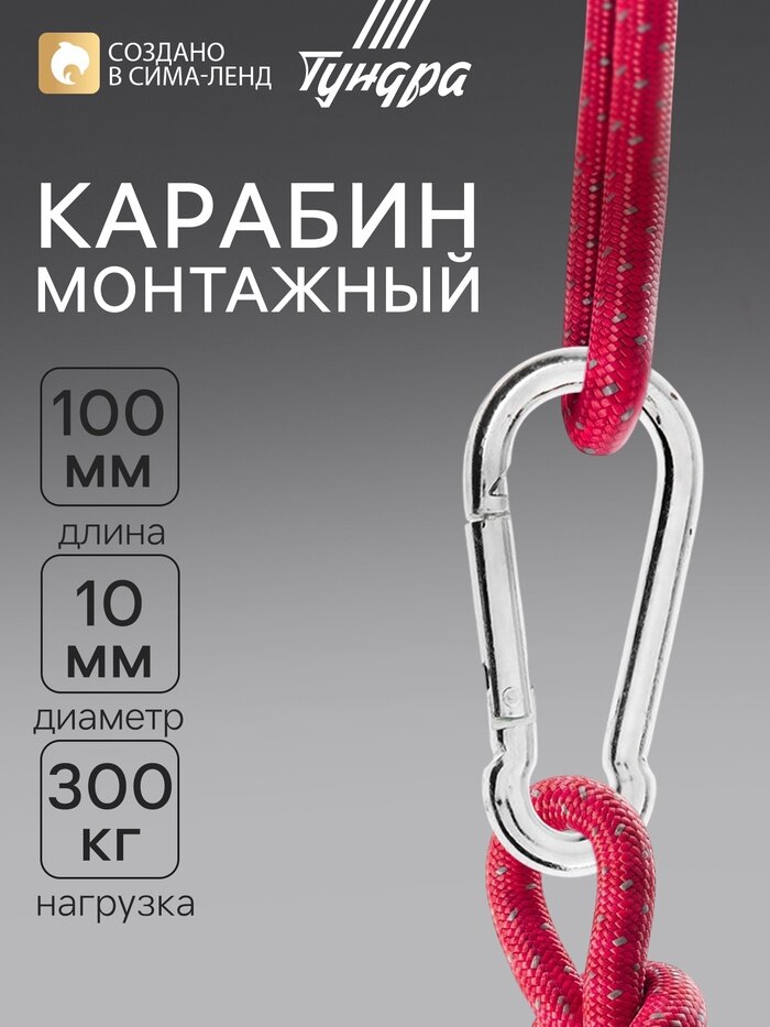 Карабин тундра krep, DIN5299С, 10×100 мм, оцинкованный, 1 шт.